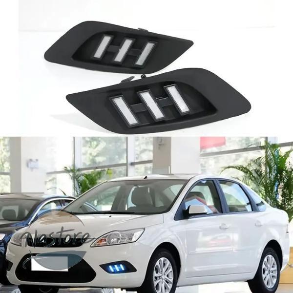ford turn signal 2pcs/set waterproof led daytime running light drl for focus sedan 2009-2013 fog lamp modify head カスタムパー...