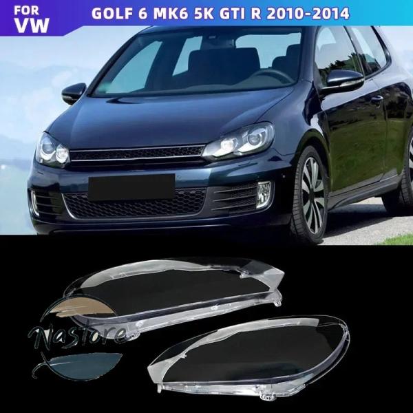 mk6 1 pcs car front headlight lens cover for vw golf 6 gti r 2010-2014 auto lampshade covers housing transparent 部品 カスタム...
