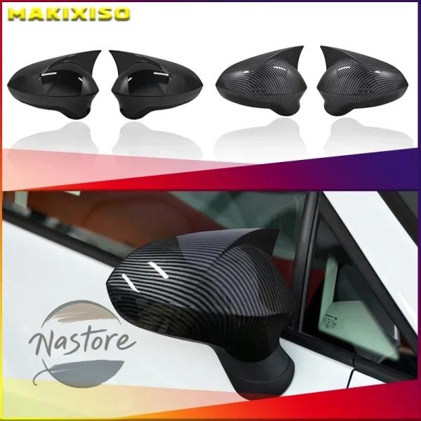 2 pieces high quality abs plastic bat style mirror covers caps rearview piano black for seat ibiza cupra 2009-2017 部品 カス...