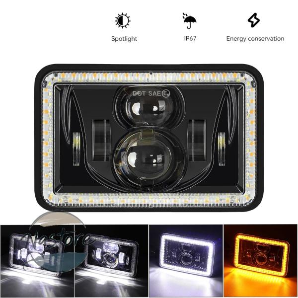 h4651 ヘッドライト ヘッド ライト 4x6インチ 110w ledライト ホワイトアンバーdrl/ウィンカーハイ/ロービーム h4652 h4656 カスタムパーツ 部品当店の商品は海外製品が主となります。画像をよくご確認お願いします...