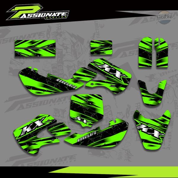 キット モトクロスチームグラフィック背景ステッカーデカール カワサキ KX65 2000-2013 KLX110 2000-2009 KX