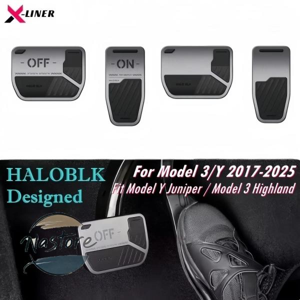 テスラ tesla ブレーキ haloblk ノンスリップパフォーマンスフットペダル モデル 3 y 2017-2025 ジュニパー ハイランド 合金スポーティガスペダル