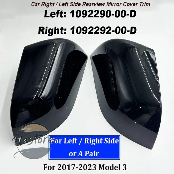 1092290-00-d 1092292-00-d left right /a pair side door wing mirror cover black 109229000d 109229200d for 2017-2023 model 3