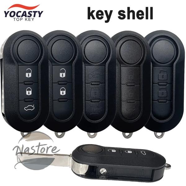 YOCASTY フリップ 折りたたみ 式車 キーシェルケースカバー フィアット 500 ドブロ ブラボー デュカト クボ グランデ プント SIP22 ブレード 2/3 ボタン