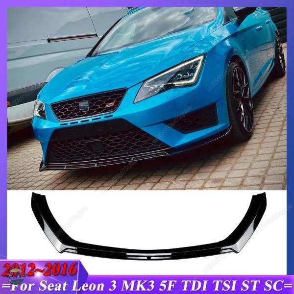 SEAT LEON 3 MK3 5F TDI TSI ST SC 2012 2016 ABSスポイラー アクセサリーチューニング3ピースフロント バンパー スプリッターリップ ディフューザー ボディキット
