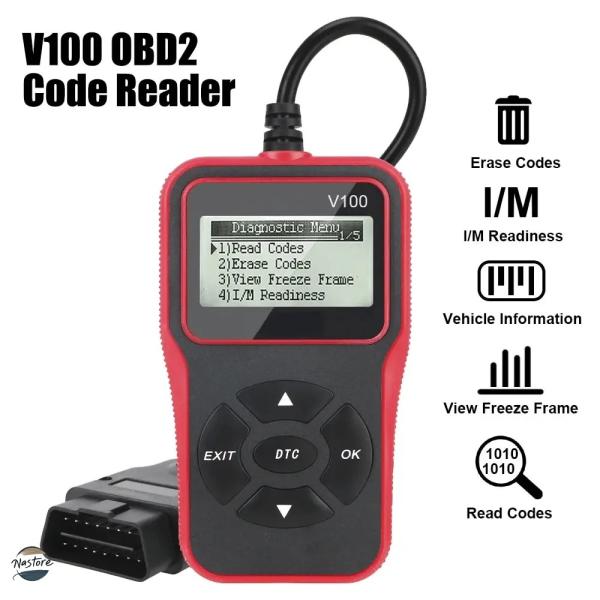 V100 OBD2 コードリーダー EOBD OBD 2 スキャナー 車診断ツール デジタル ディスプレイ 汎 16ピン プラグアンドプレイ 12V
