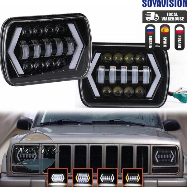 h6014 jeep ヘッドライト ヘッド ライト シールド長方形led drl wrangler yj cherokee xj h6052 h6054 h4 5x7 7x6ランプ カスタムパーツ 部品当店の商品は海外製品が主となります。画...