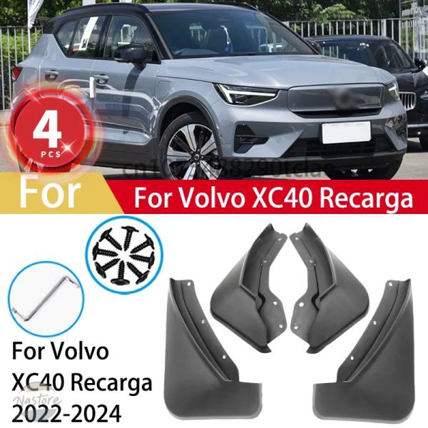 ボルボ カバー 外装 ガード カスタム 4 個マッド xc40 recarga 2022 2023 2024 マッドフラップフェンダーフレアスプラッシュアクセサリー 部品
