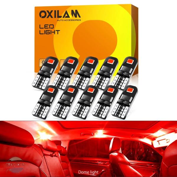 OXILAM 10個 W5W LED レッド CANバス T10 168 194 LED 電球 車内灯 VW ジェッタ ゴルフ 4 5 パサート B6 B7 MK7 ポロ 6R CC ティグアン