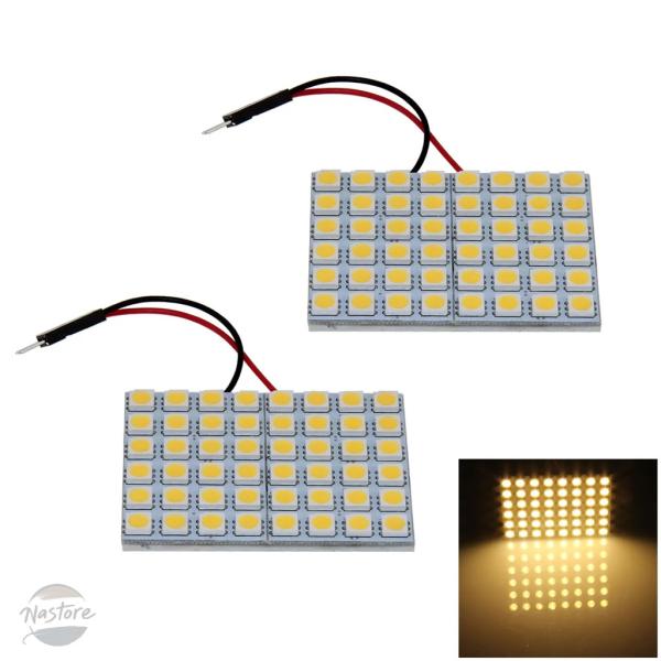 2X ウォームホワイト RV パネル キャビン バルブ グローブランプ 48 エミッター 5050 SMD LED T10 フェストゥーン J008 WN