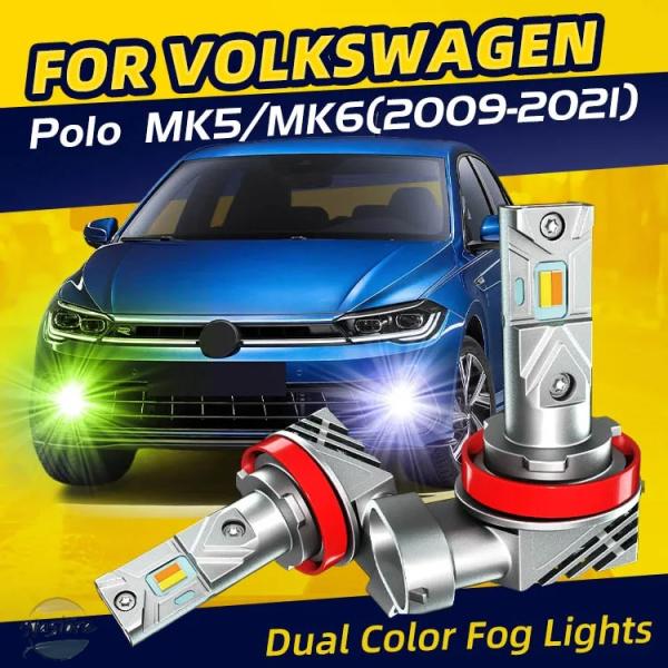 フォルクスワーゲン VW ポロ MK5/6 6R 6C AW BZ 2011 2012 2013 2015 2019 車 LED フロント フォグランプ 電球 デュアルカラー スイッチバック 2個