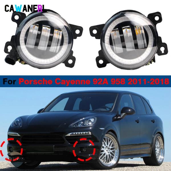 2 X 30W 車 フロント LED フォグランプ DRL エンジェルアイ デイライト H11 ポルシェ カイエン 92A 958 2011 18