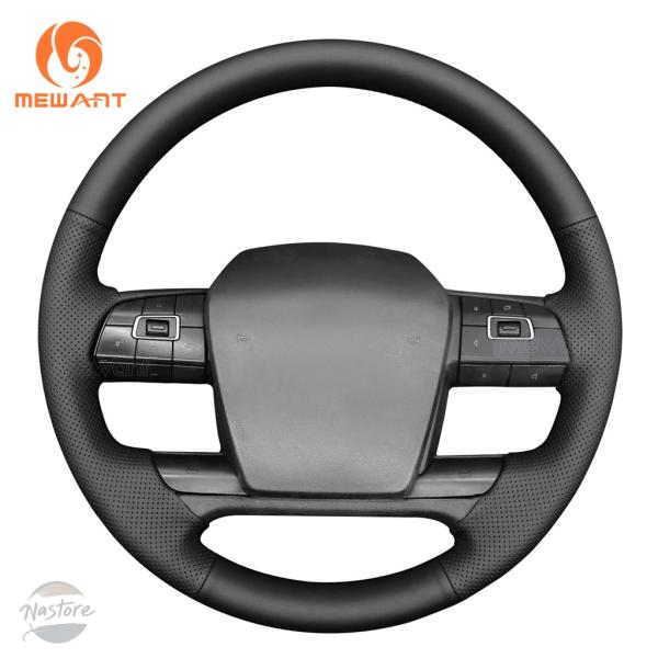 MEWANT ブラック人工革製カー ステアリングホイール カバー ボルボ VNL VNR FM FH 2017 2025