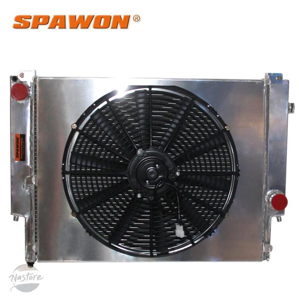 SPAWON 2列 ラジエーター + ファン シュラウド BMW E36 M3 3シリーズ 2.5L 2.0L 1992 2001 1841 マニュアル MT 17111469179 17111469908 17111728908
