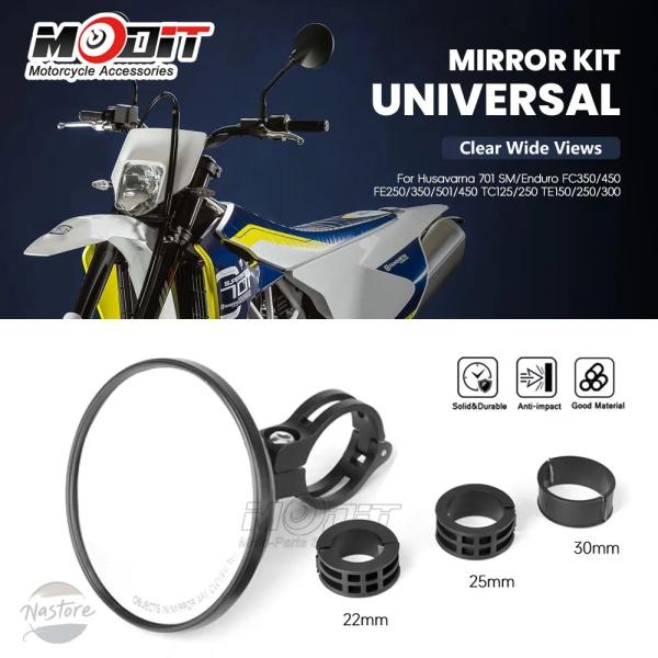 HUSAVARNA 701 SM/エンデューロ FC350/450 FE250/350/501/450 TC125/250 バイク 円形ハンドル リアビュー 広角ミラー