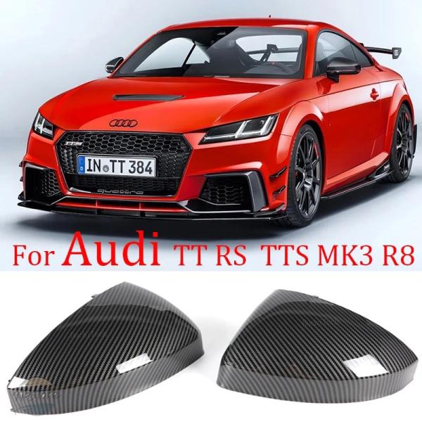 アウディ TT TTS RS TTRS MK3 8S 2015 2023 R8 2016 2023 カーボンパターン ブラックサイドミラー カバー キャップ 交換