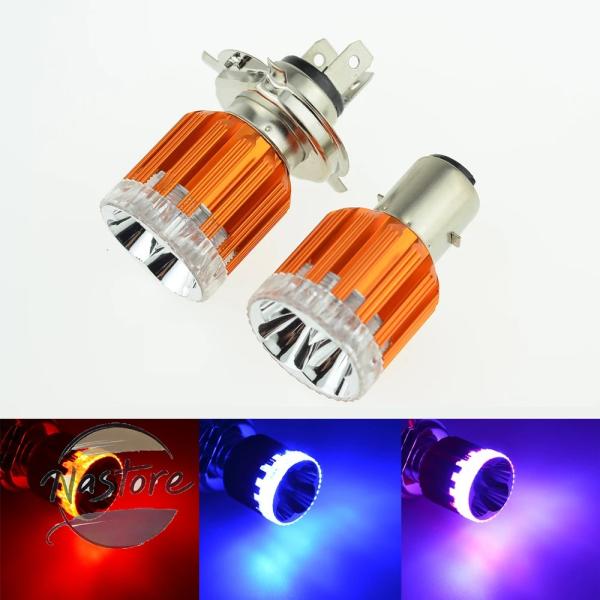 h4 バイク blue pink angel eye led headlight ba20d hs1 h6 scooter motorbike headlamp light bulb drl accessories 12v カスタムパーツ ...