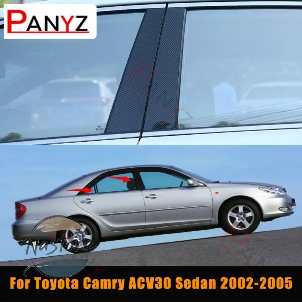 acv30 トヨタ toyota 6x jendela pintu kolom bc tiang penutup トリム untuk カムリ セダン 2002-2005 hitam serat karbon カスタムパーツ 部品当店の商品は...