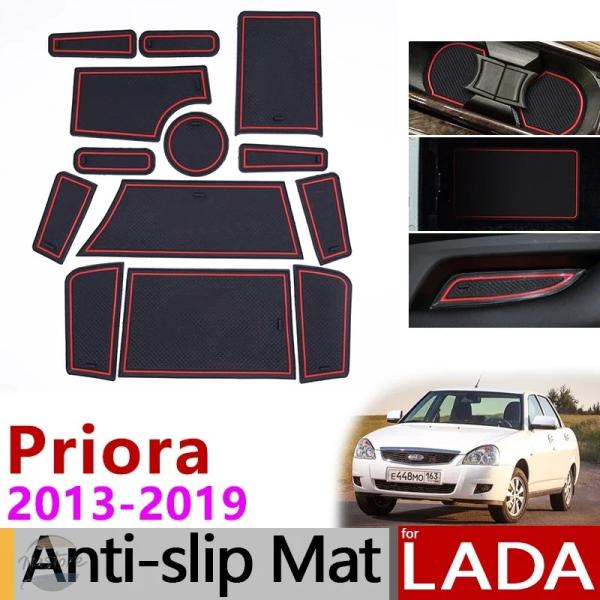 LADA PRIORA 2013 - 2018 滑り止めゴムカップクッション ドア溝マット 13個 VAZ 2170 2071 2172 アクセサリー 2014-16