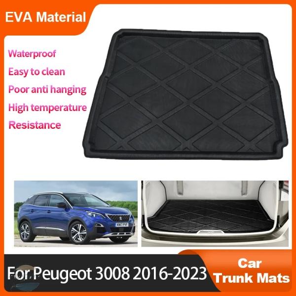 プジョー 3008 2016-23 カートランクマット 防水 収納パッド カーペット 自動車アクセサリー