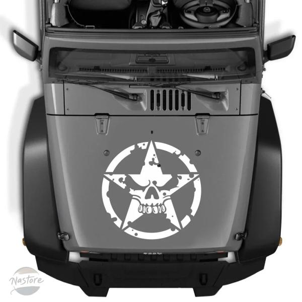 カバー ヘッド DOORDASH 陸軍軍事部隊スターカーステッカービニールデカールジープラングラーJK CJ TJ YJペンタグラム壊れた頭蓋骨フォー