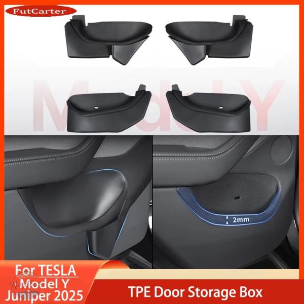 ドアサイド収納ボックス TESLA MODELY ジュニパー 2025 ドアサイド収納ボックス TPE フルカバーフロントリアドアトレイオーガナイザー
