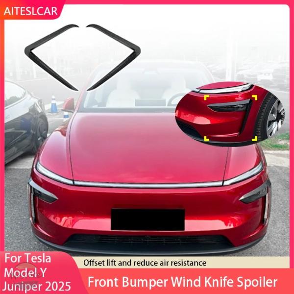 TESLA MODEL Y JUNIPER 2025 フロント バンパー フォグランプ ウィンドナイフスポイラー 1ペア 車 フォグランプ トリム カバー フォグライト アイブロウ