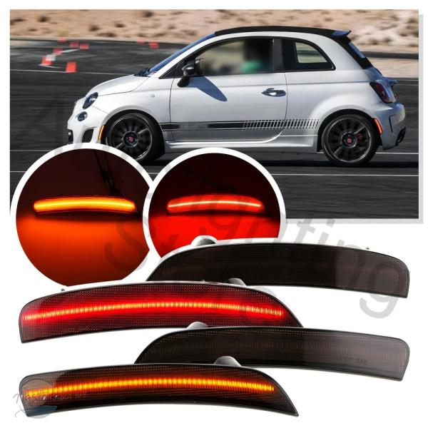 フィアット 500 アバルト 2012 2013 2014 2017 LED フロント/リア バンパー ランプ サイドマーカー ウィンカー インジケーター リフレクター クリアレンズ 4個