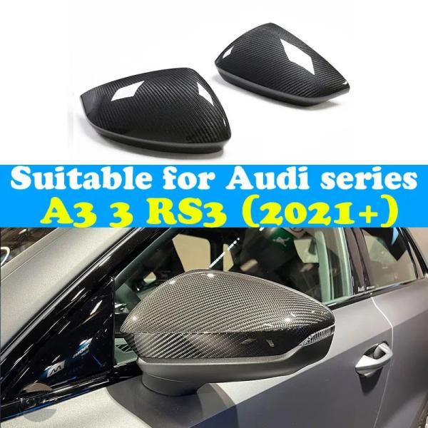ROLFES 2個 カーボン 自動車 リアビュー サイドミラー カバー シェル トリム アウディ A3 A3L S3 RS3 8Y RS 3 2021+LHD