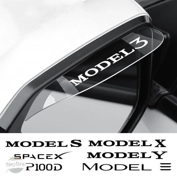 2PCSクリア車 バックミラー レインアイブロウリアビューサイドレインシールドアクセサリーTESLA MODEL 3 X S Y P100D SPACEX