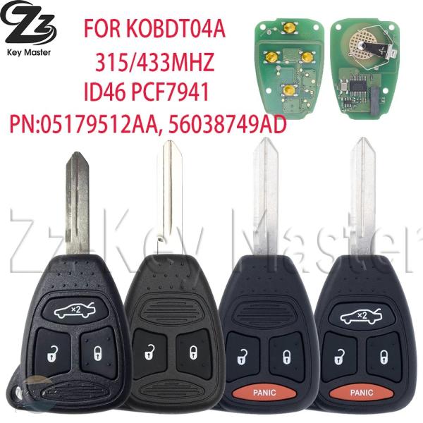 ZZ KOBDT04A ID46PC F7941 315/433MHZ ジープ ラングラー グランド チェロキー コマンダー コンパス リバティ クライスラー ダッジ カーリモートキー