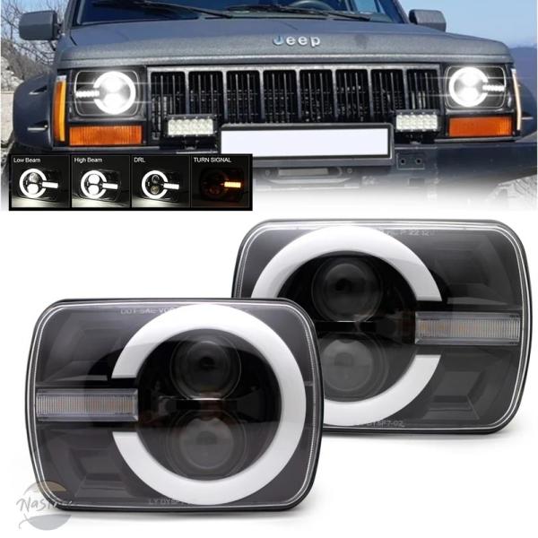 2個 DOT 5X7 7X6 H6054 90W LED ヘッドライト DRLウィンカーシールドビーム ジープ チェロキー XJ ラングラー YJ C4 コルベット トヨタ ピックアップ