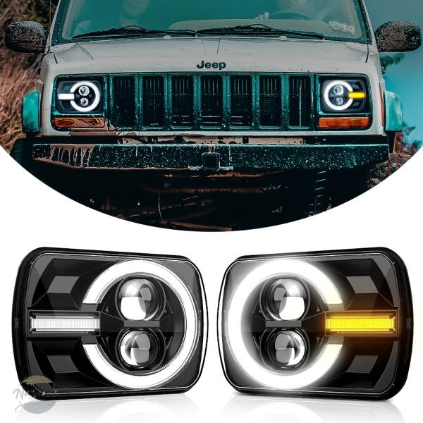 2個 90W DOT 5x7 7x6 H6054 LEDヘッドライト、DRLターンシグナルシールドビーム、ジープチェロキーXJラングラーYJ C4コルベット、トヨタピックアップ