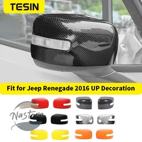 TESIN 車バックミラー装飾カバー ジープ レネゲード 2016 2019 24 サイドドア バックミラーキャップ A