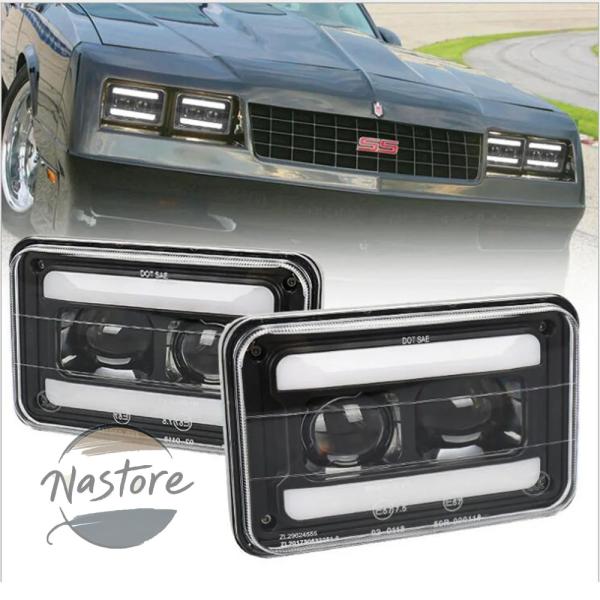 2X 4X6インチ LED ヘッドライト シャドウヘッドライト H4651 H4652 DRL/ウィンカー付き ケンワース T800 W900 T600 交換ライト