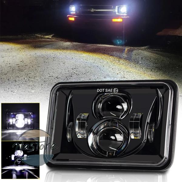 4X6インチ LEDヘッドライト ホワイトアンバー DRL/ウィンカーハイ/ロービーム付き H4651 H4652 H4656 H4666 H6545 車トラック オフロード