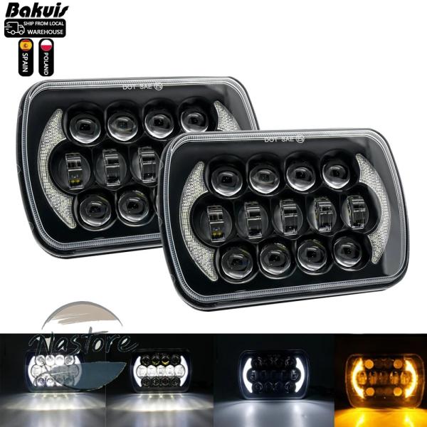 7X6インチ5X7インチ LEDヘッドライト スクエア ハイロービーム ハロー ジープ チェロキー XJ ラングラー YJ バイク 車 オフロード トラック H6054 H5054