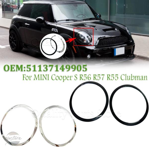 51137149905 51137149906 A Pair Car Gloss Black / Silver Plated Headlight Frame For MINI Cooper S R56 R57 R55 Clubman 200...