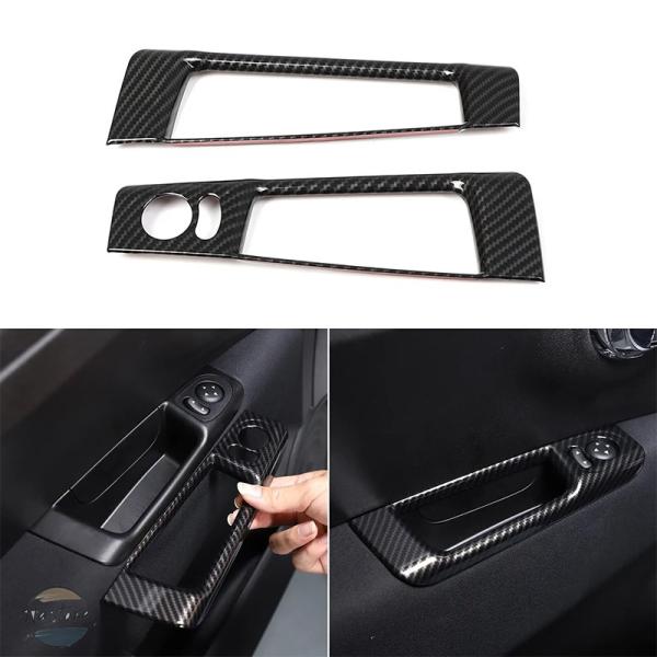 Pink ABS Car Inner Door Armrest Rear View Mirror Adjustment Panel Frame Trim Cover For 2011-2022 Fiat 500 Interior Acces...