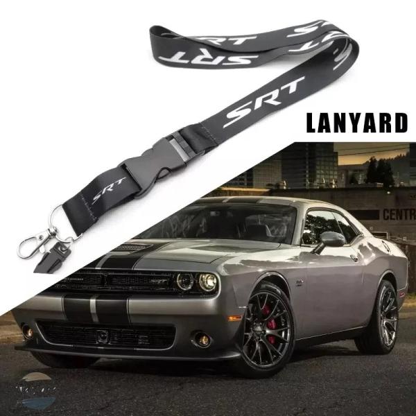Neck Straps Black Lanyard Key Cell Phone Work ID Card Hanging Rope JDM Style Creative SRT Auto Keyrings Accessories Car ...