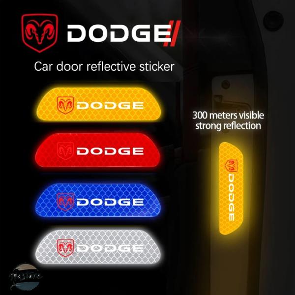 Car Door Reflective Sticker Night Light Warning Decal For Dodge Challenger Charger Journey Ram Durango SRT Dart Journey ...