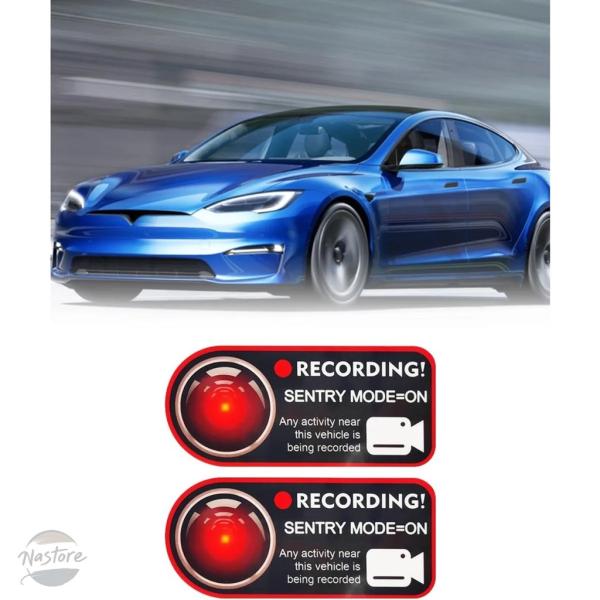 2PCS Sentry Mode ステッカー Tesla Model Y 3 S X 警告デカール バックウィンドウ デカール ステッカー 車カメラ録画ウィンドウ ステッカー