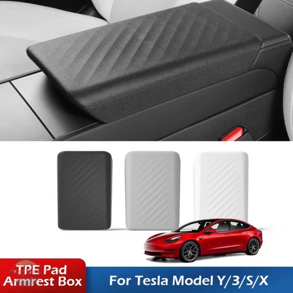 Tesla 2025 Model Y Juniper S X 3 Highland アームレストボックス TPE ソフトカバー センターコンソールアームレスト蓋 アームレストボックスパッド アクセサリー