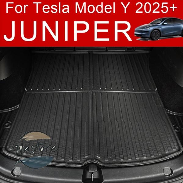テスラ モデルY 2025+ ジュニパー 2025用トランクマット 全天候型TPE防水ノンスリップフロント＆リアトランクマット カーゴライナー