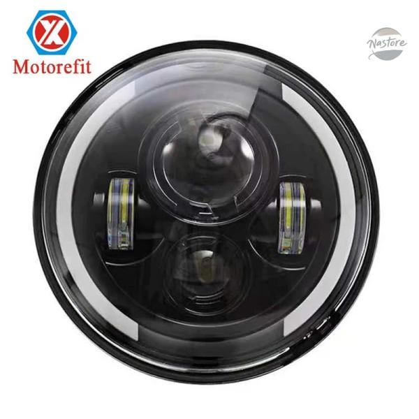 ヘッド 7インチ 60W 防水 PHARE FAROL バイク ライト LED 12V DRL アンバー ヘッドライト 付き WRANGLER