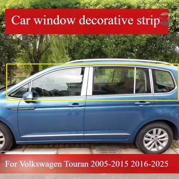 フォルクスワーゲン トゥーラン 2005-2025用 クロームステンレススチール製 ドアウィンドウコラムセンター BCピラーポストカバートリム