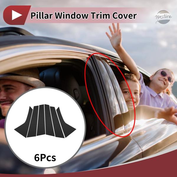 X Autohaux ドアピラーウィンドウトリム フロント リア 左右 ジェネシス GV70 2022-2024 傷防止ステッカー ピラーポスト ブラック 6個