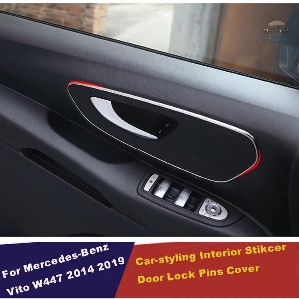 UBLUEE メルセデスベンツ Vito W447 2014 2015 2016 2017 2018 車ドアプルドアノブハンドルボウルモールディングカバーキットトリム