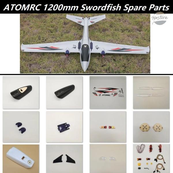 Skyzone ATOMRC 1200mm ソードフィッシュ RC飛行機 小型スペアパーツ キャノピー フロントハッチ モーターベース ウィングフェンス