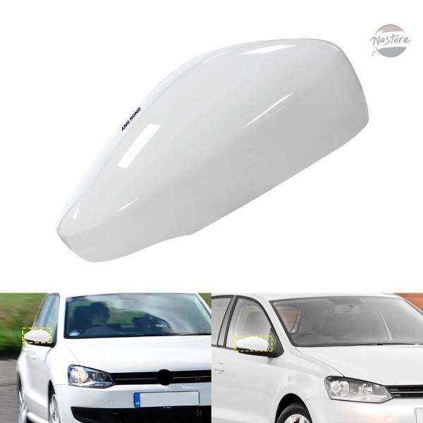 09-18 VW ポロ 6R 6C 右ドアウィングミラーカバーキャップケーシング キャンディホワイト O/S